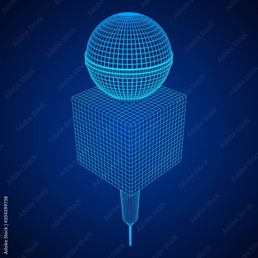 Microphone vector. Wireframe low poly mesh news illustration. News on ...