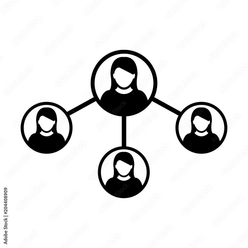 People Network Social Connection Icon Vector With Female Person Avatar ...