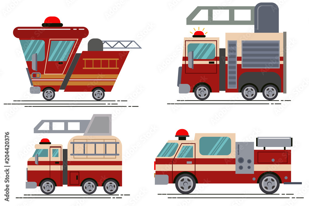 Kids Fire Truck Vector
