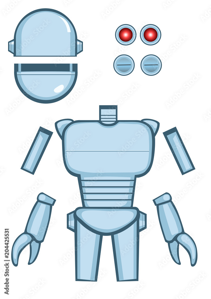 Disassembly of a cartoon robor, ready to compose different poses ...
