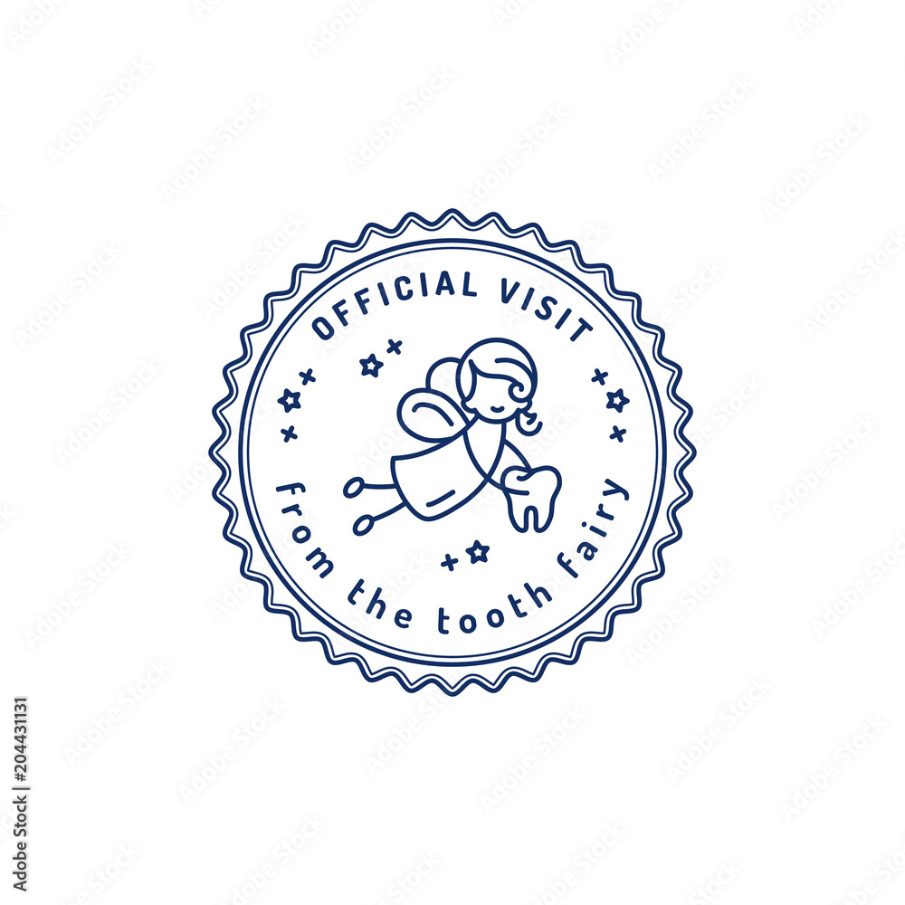 Official Visit Tooth Fairy, Children's dentistry stamp icon, Tooth ...