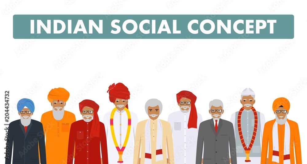 Social concept. Group indian senior people standing together in ...