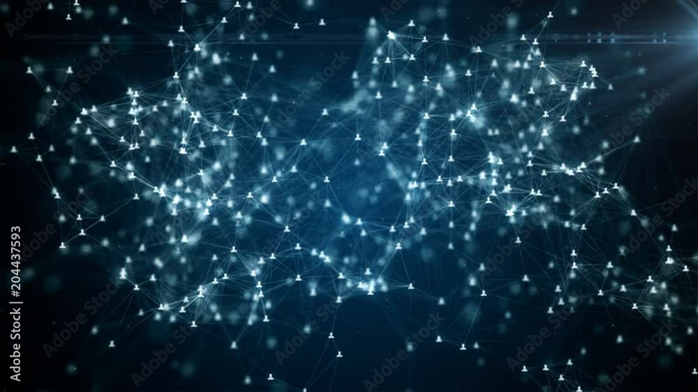 Connecting People On The Internet Nodes Transforming Into The Shape Of A World Map Social