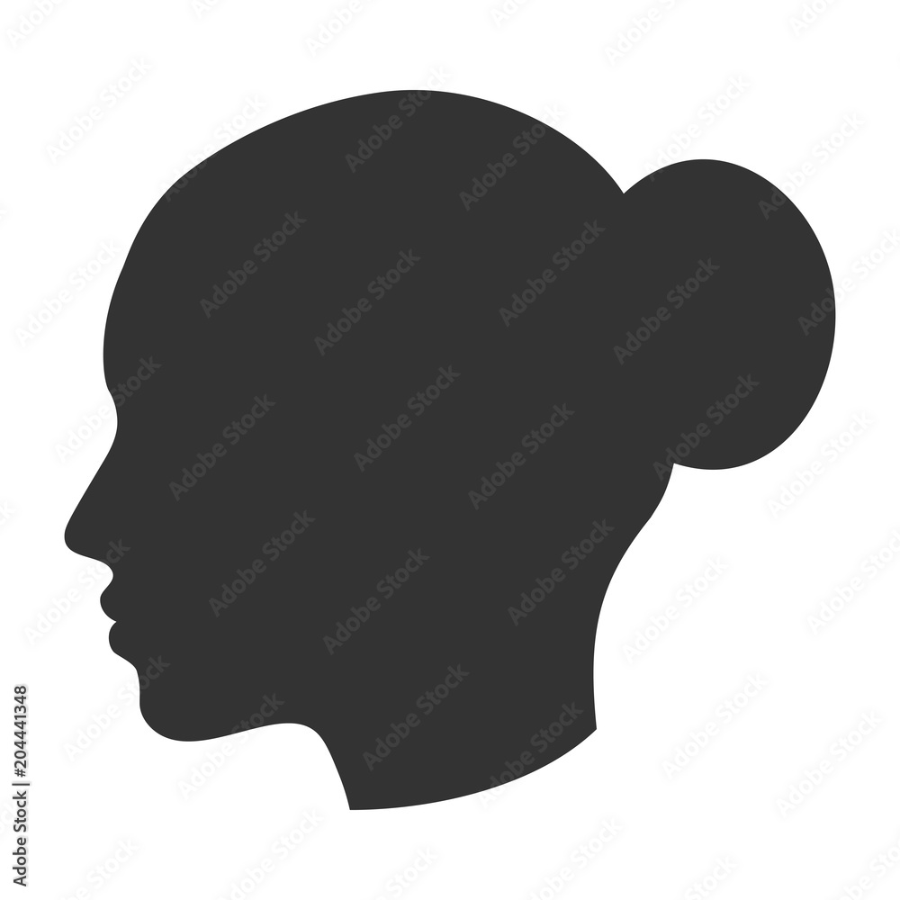 Silhouette of female head, woman face in profile, side view Stock ...
