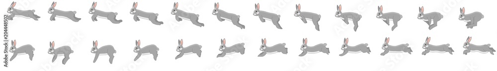 Rabbit run cycle animation spritesheet Stock Vector | Adobe Stock