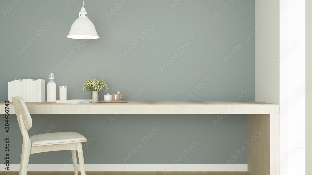 Study room and gray wall decorate for artwork - living area or ...