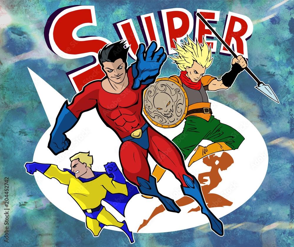 Bright and colorful cartoon set of funny and awesome team of amazing ...