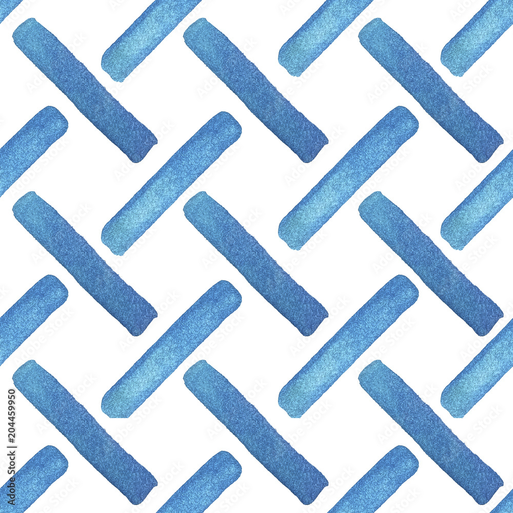 Grid of blue straight lines. Watercolor seamless pattern. Hand-drawn ...