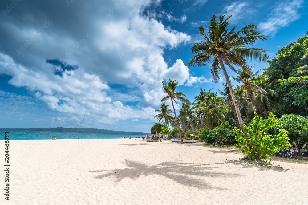 morning view of famous Puka beach on Boracay Island, Philippines Stock ...