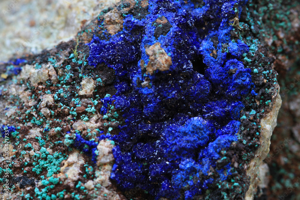 Poster Print blue azurite mineral texture 40x26.7 cm