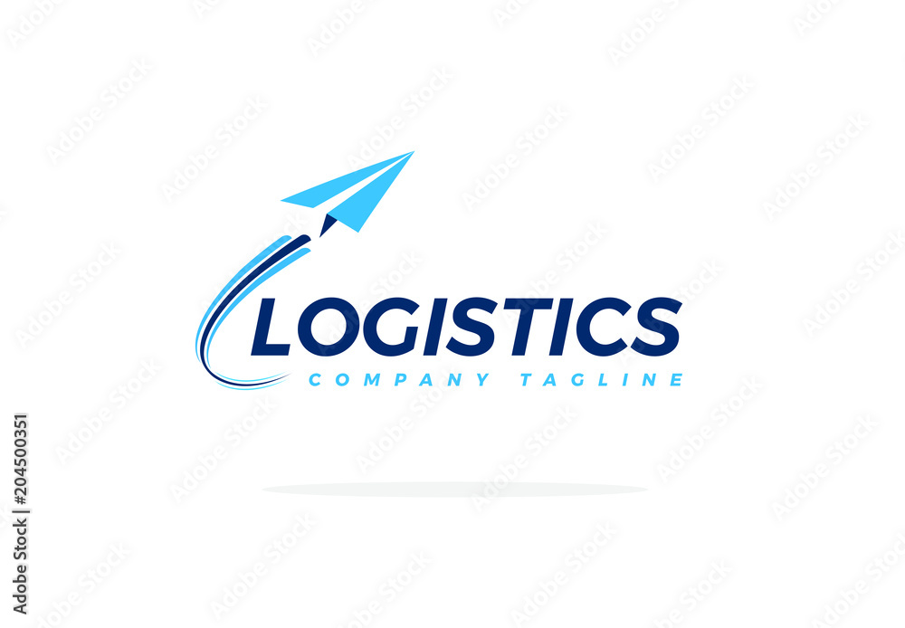 Blue Logistics Logo With Airplane Taking Off Vector Stock Vector ...