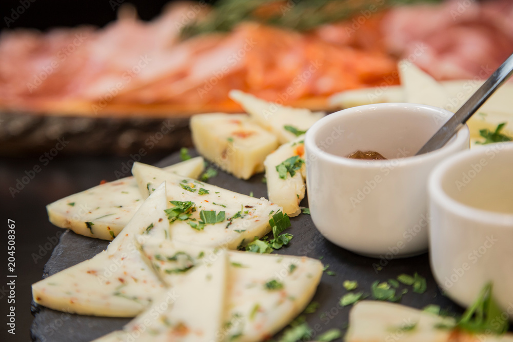 Traditional italian aperitif with proscioutto, mortadella sausage ...