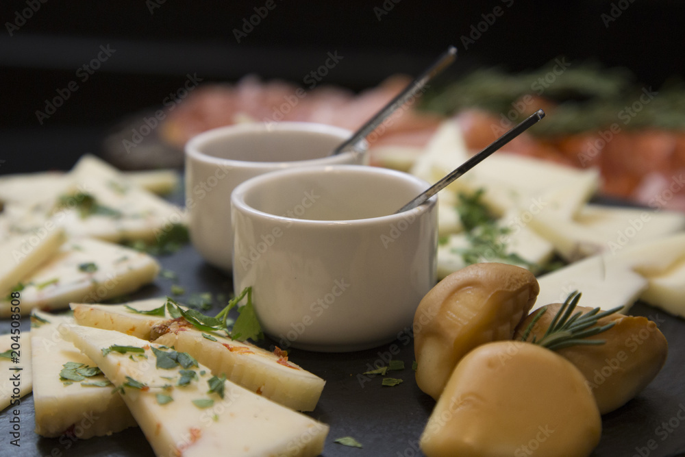 Traditional italian aperitif with proscioutto, mortadella sausage ...