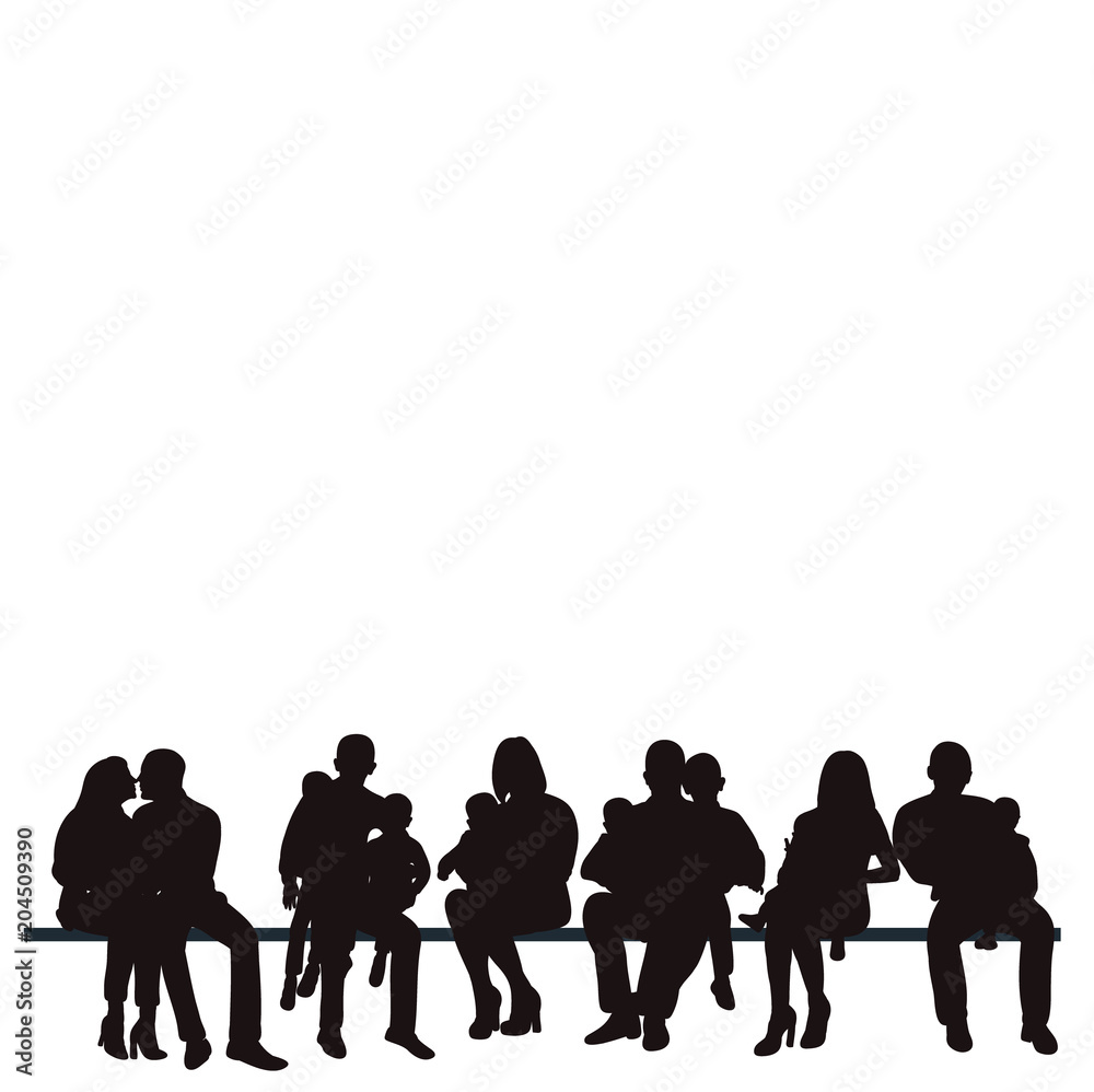vector, isolated, silhouette people sitting Stock Vector | Adobe Stock