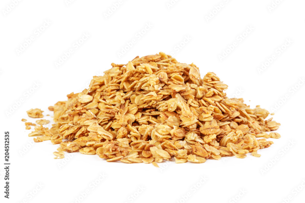 Oat Granola breakfast cereal isolated on white background Stock Photo ...