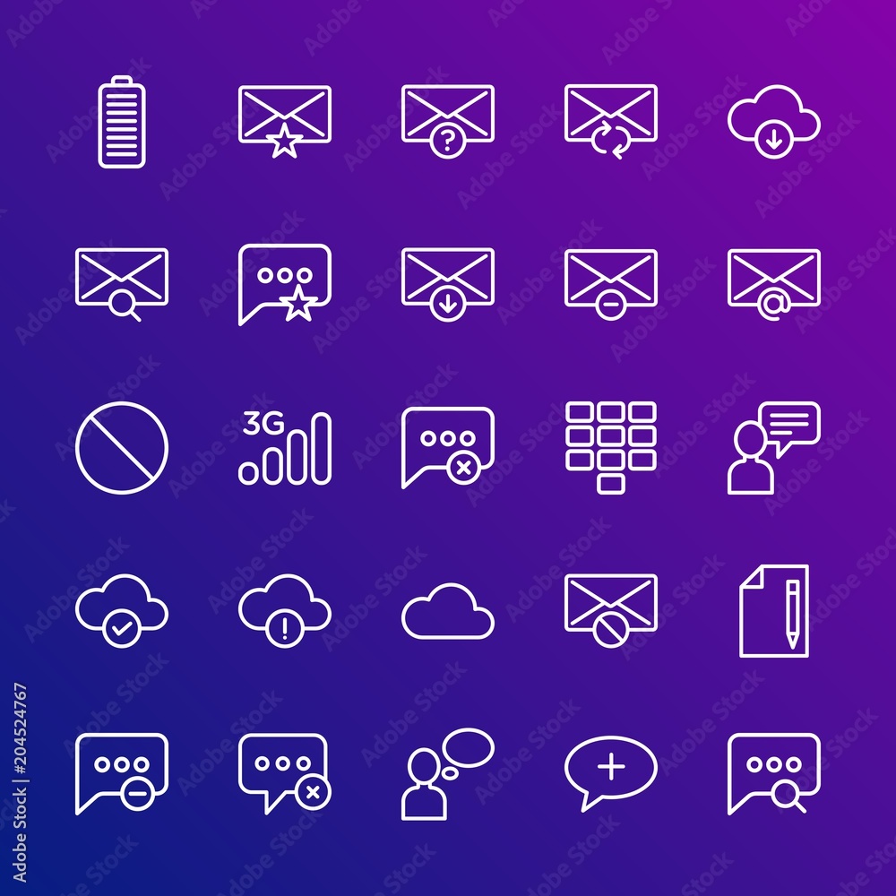 Modern Simple Set of cloud and networking, chat and messenger, mobile ...