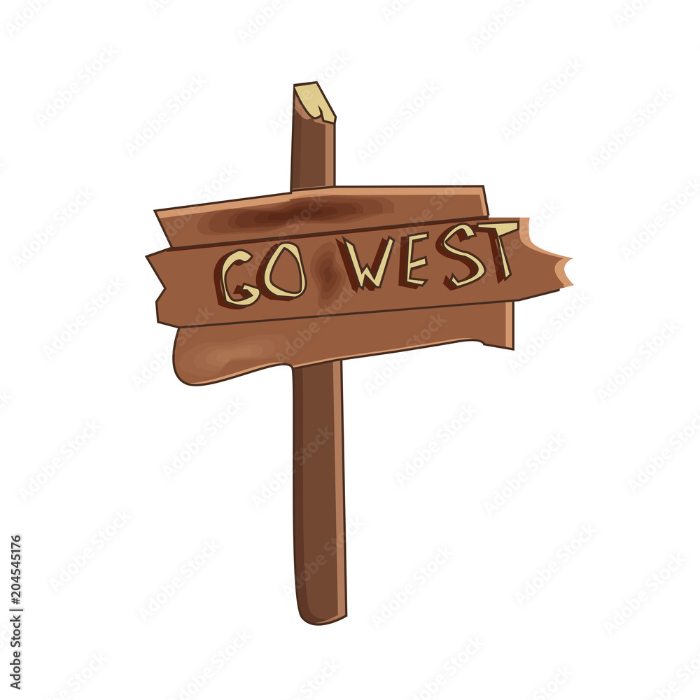 Vector illustration of a wooden signpost. Cartoon style. Wild west ...