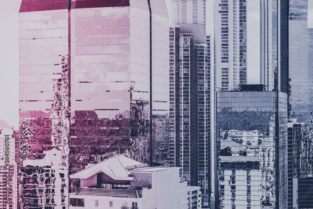 real estate background, modern building facade and skyscraper city ...