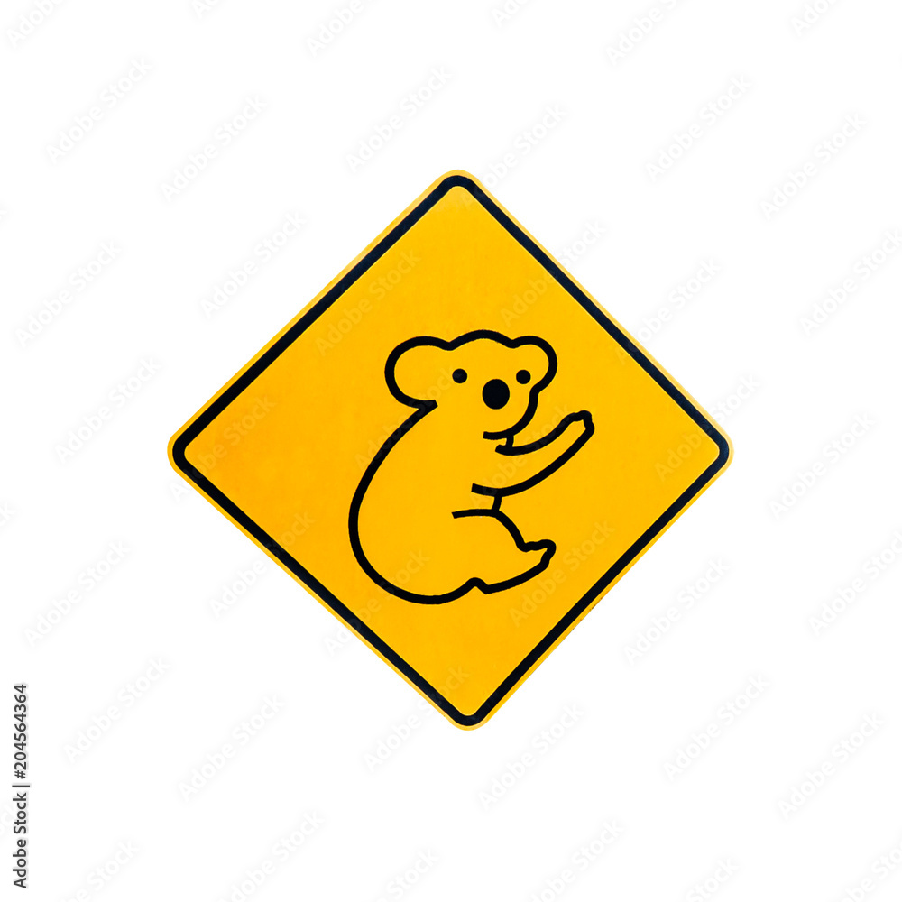 Australian wildlife warning road sign for koalas on the road and ...