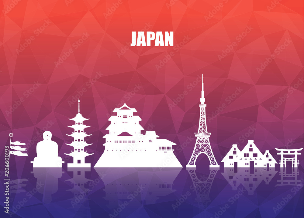 Japan Landmark Global Travel And Journey paper background. Vector ...