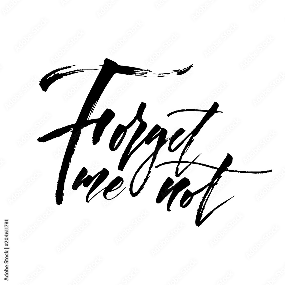 Floral vector calligraphic logo. Flower Forget-me-not. Hand calligraphy ...