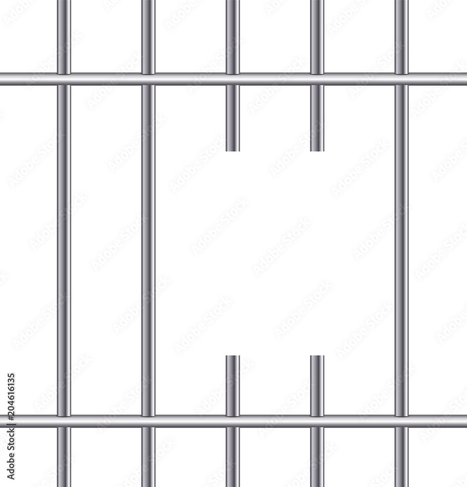 Realistic metal prison grilles.Thuster machine, iron prison cell ...