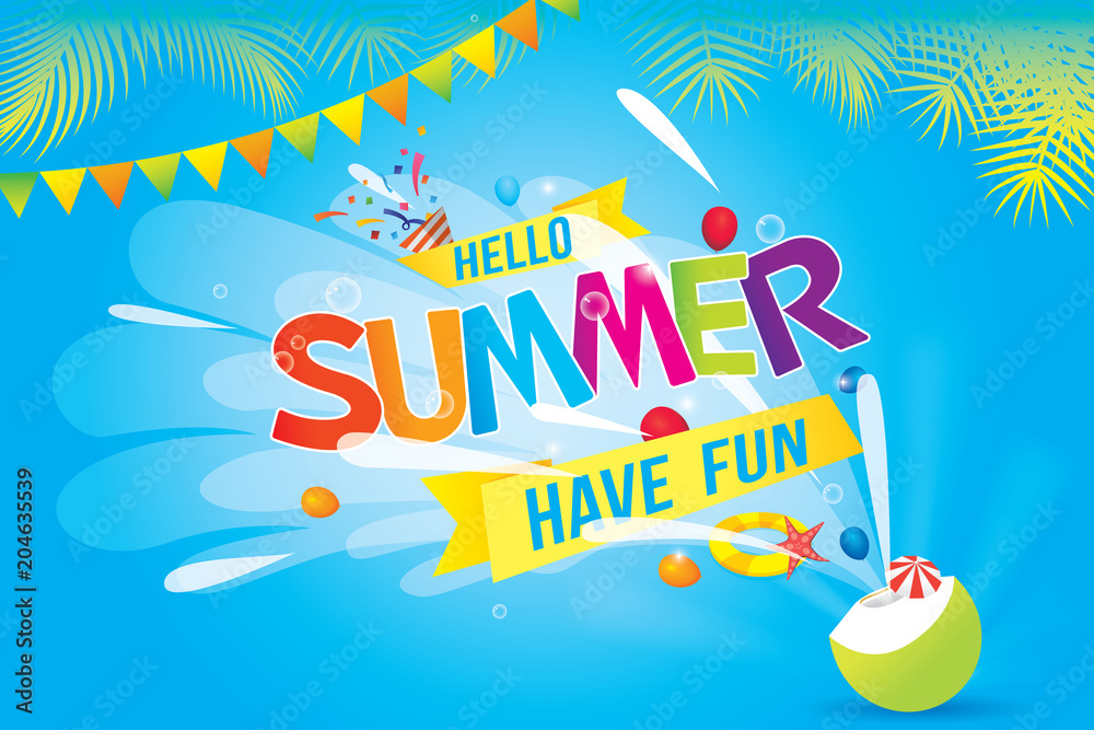 Vector hello summer background design for summer party poster, banner ...