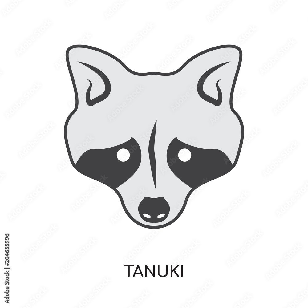 tanuki logo isolated on white background , colorful vector icon, flat ...