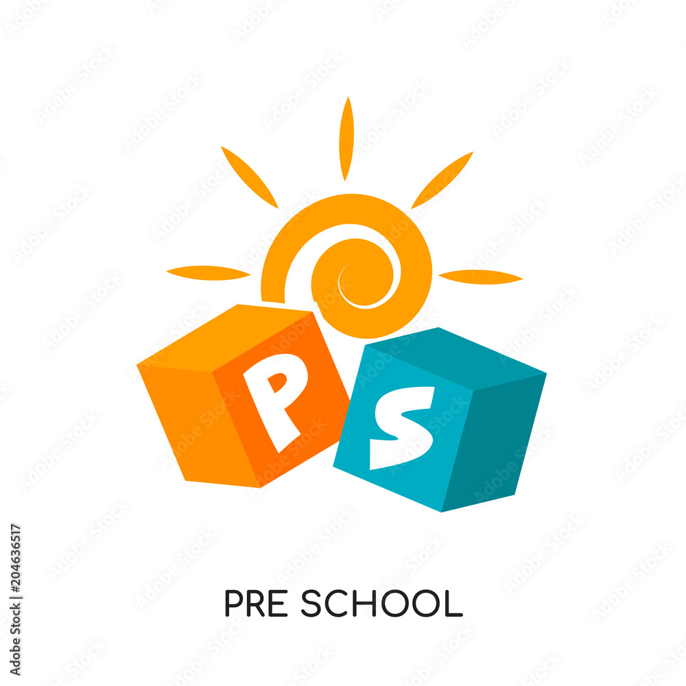 pre school logo isolated on white background , colorful vector icon ...