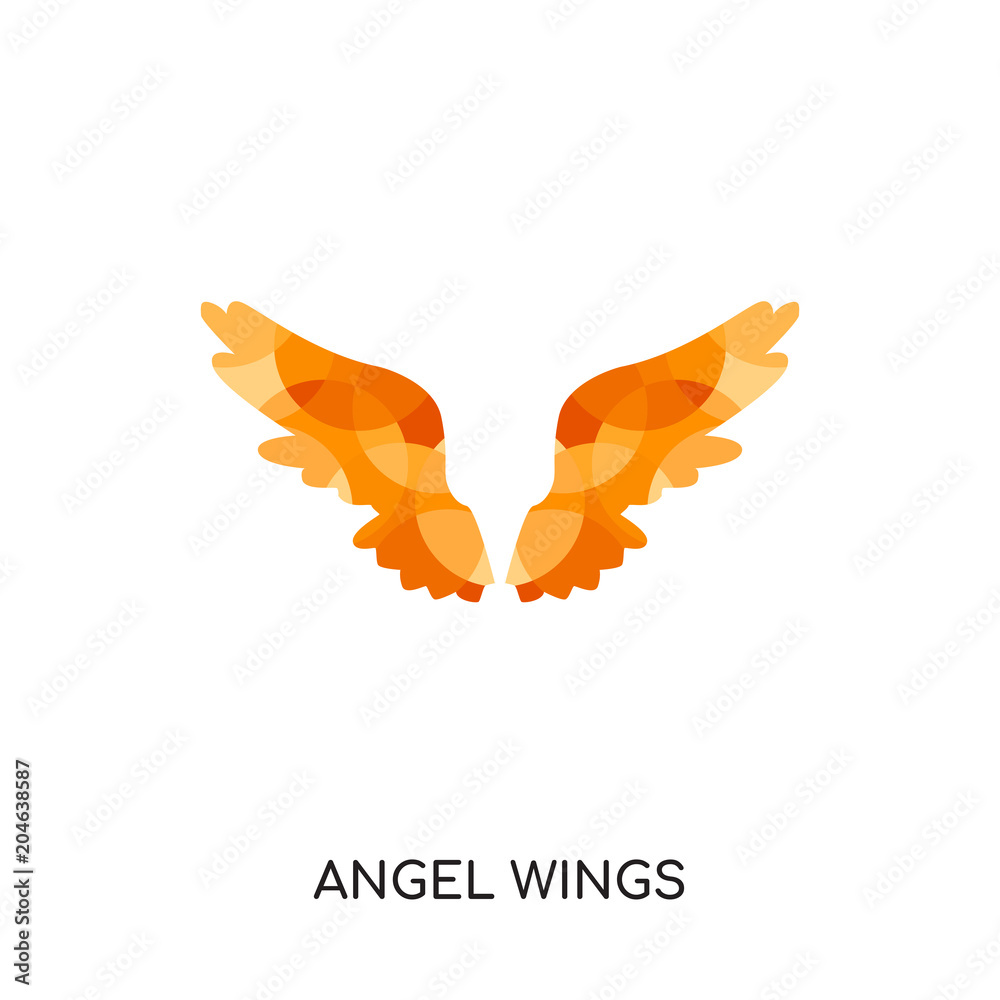 angel wings logo isolated on white background , colorful brand sign ...