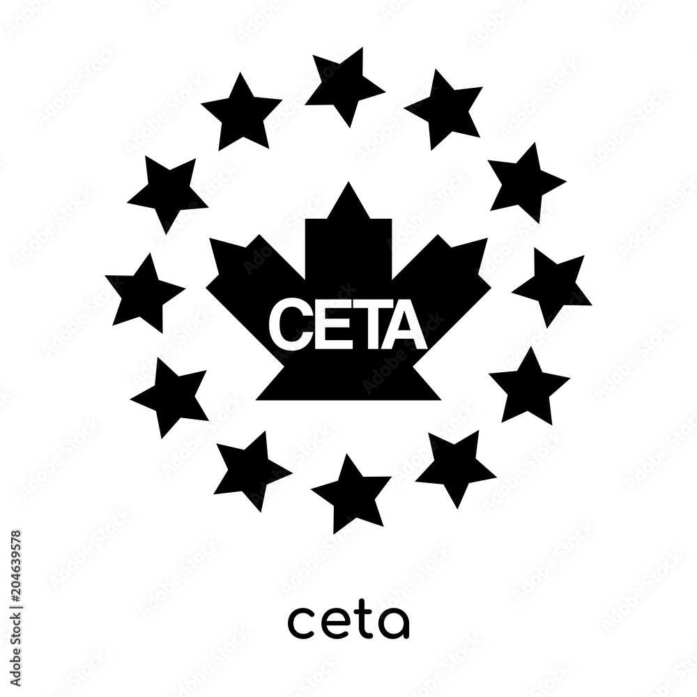 ceta symbol isolated on white background , black vector sign and ...