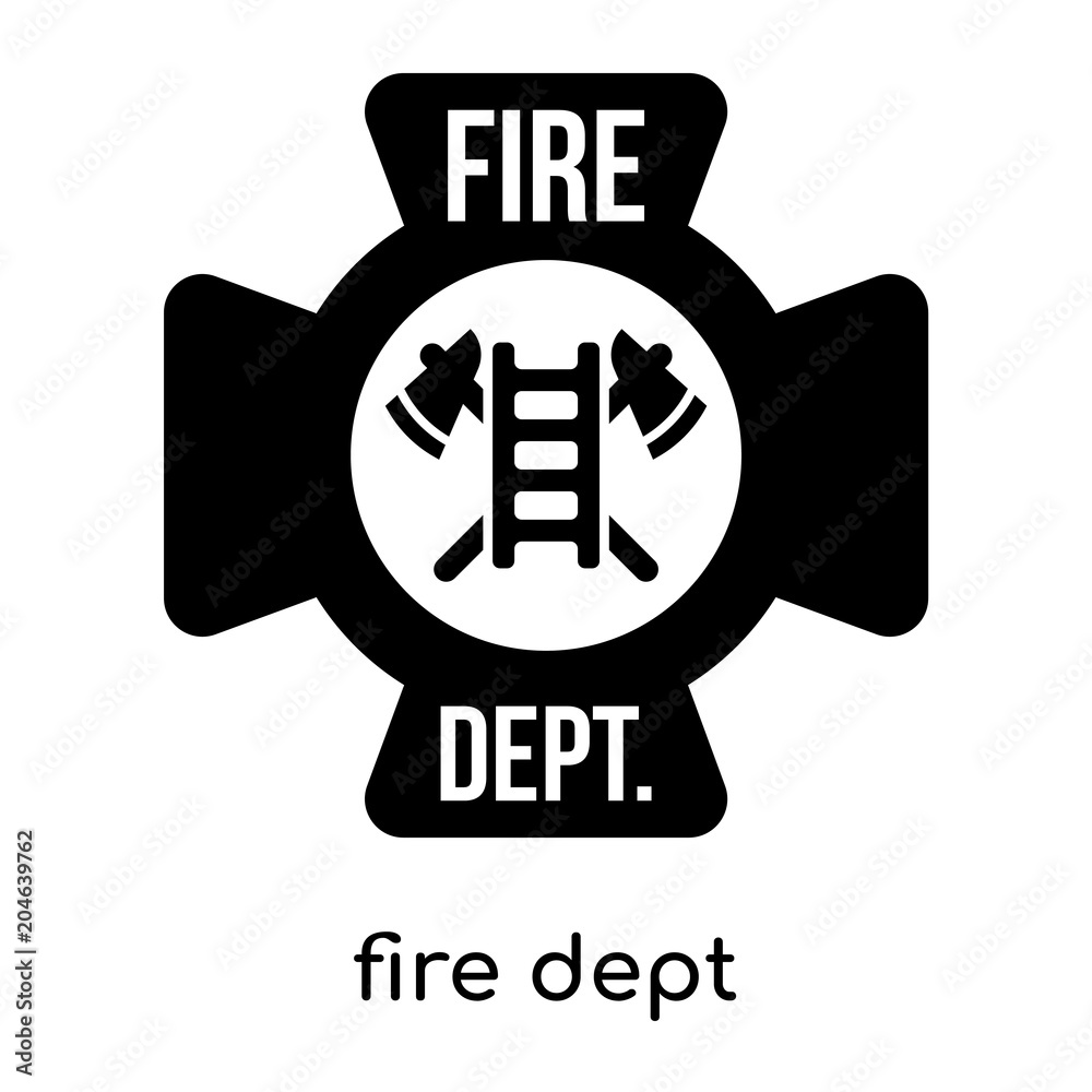 fire dept symbol isolated on white background , black vector sign and ...