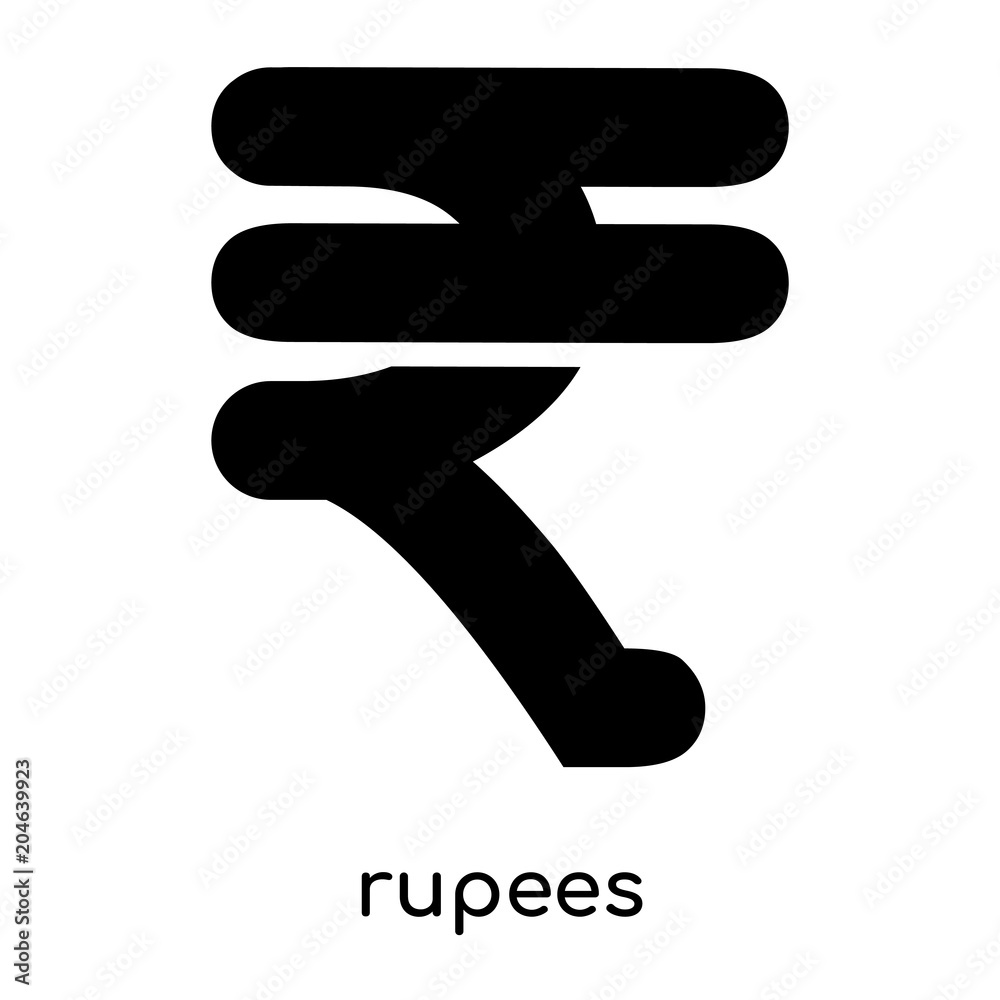rupees symbol clipart isolated on white background , black vector sign ...