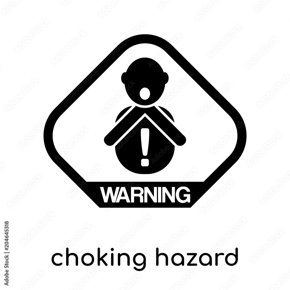choking hazard symbol isolated on white background , black vector sign ...