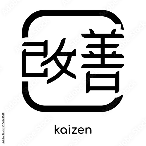 kaizen symbol isolated on white background , black vector sign and ...