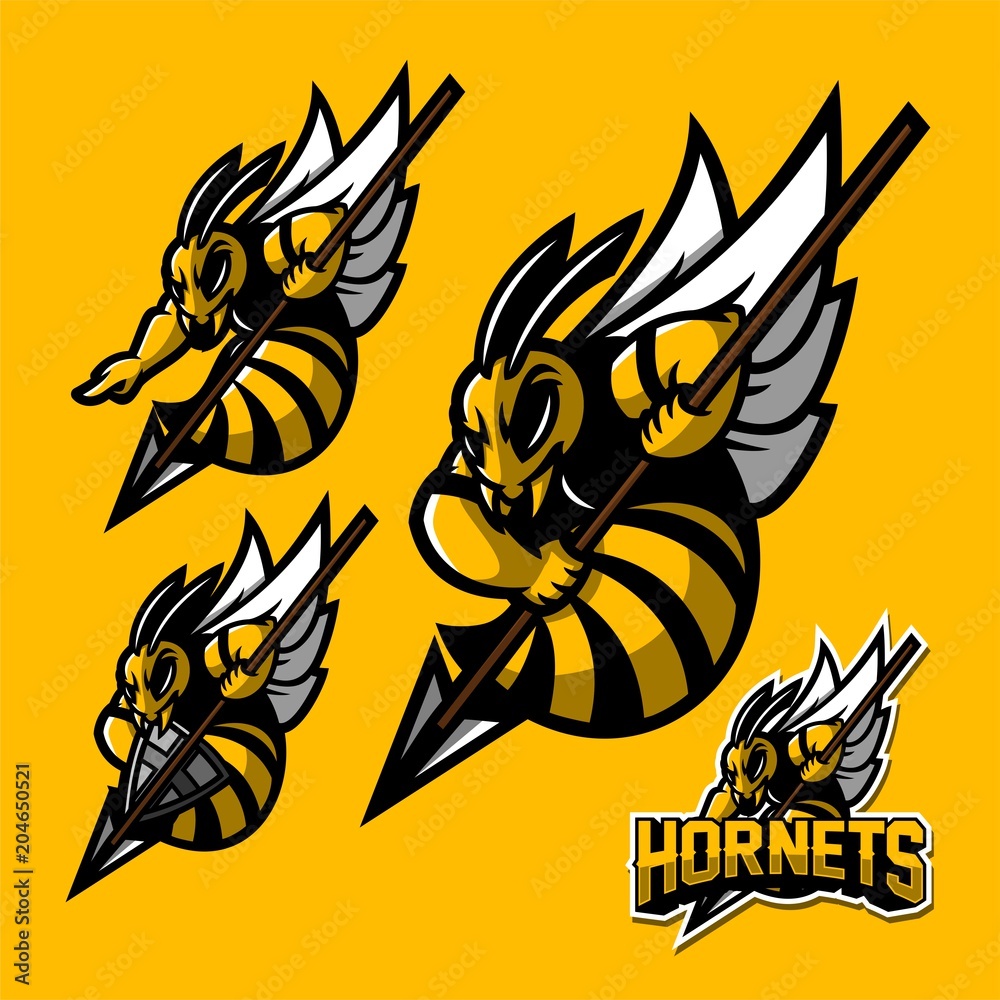 hornet/bee/wasp esport gaming mascot logo template Stock Vector | Adobe ...