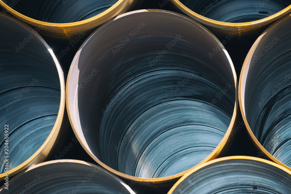 Stack Of Big Industrial Metal Pipes Stock Photo | Adobe Stock