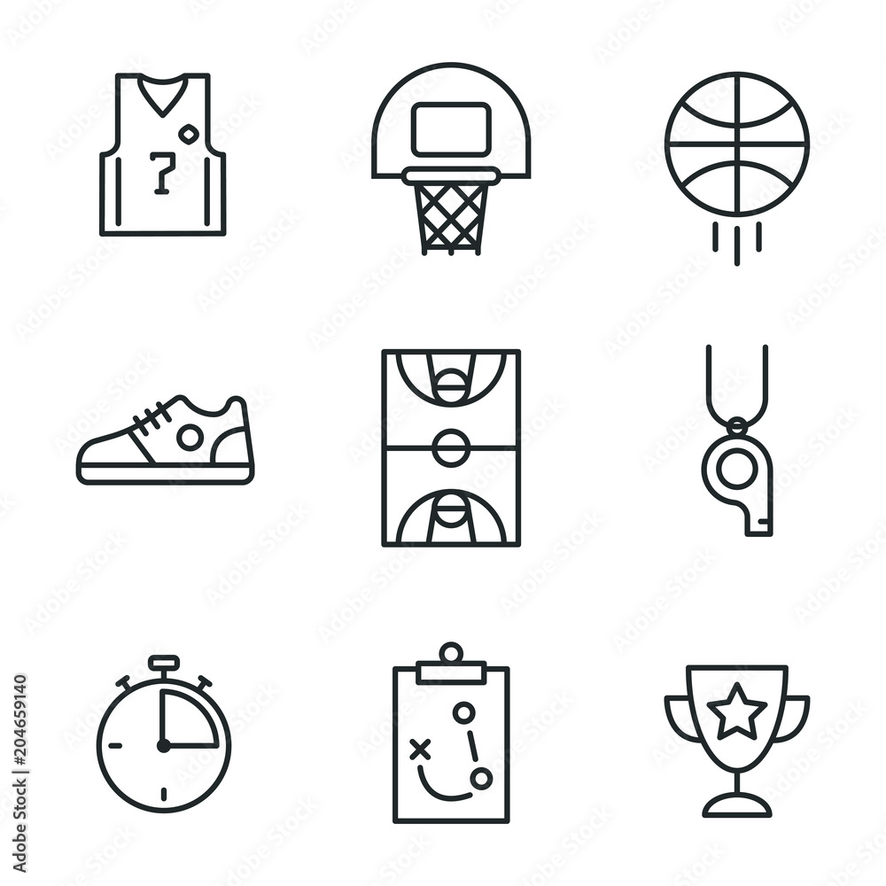 Basketball icon set Stock Vector | Adobe Stock