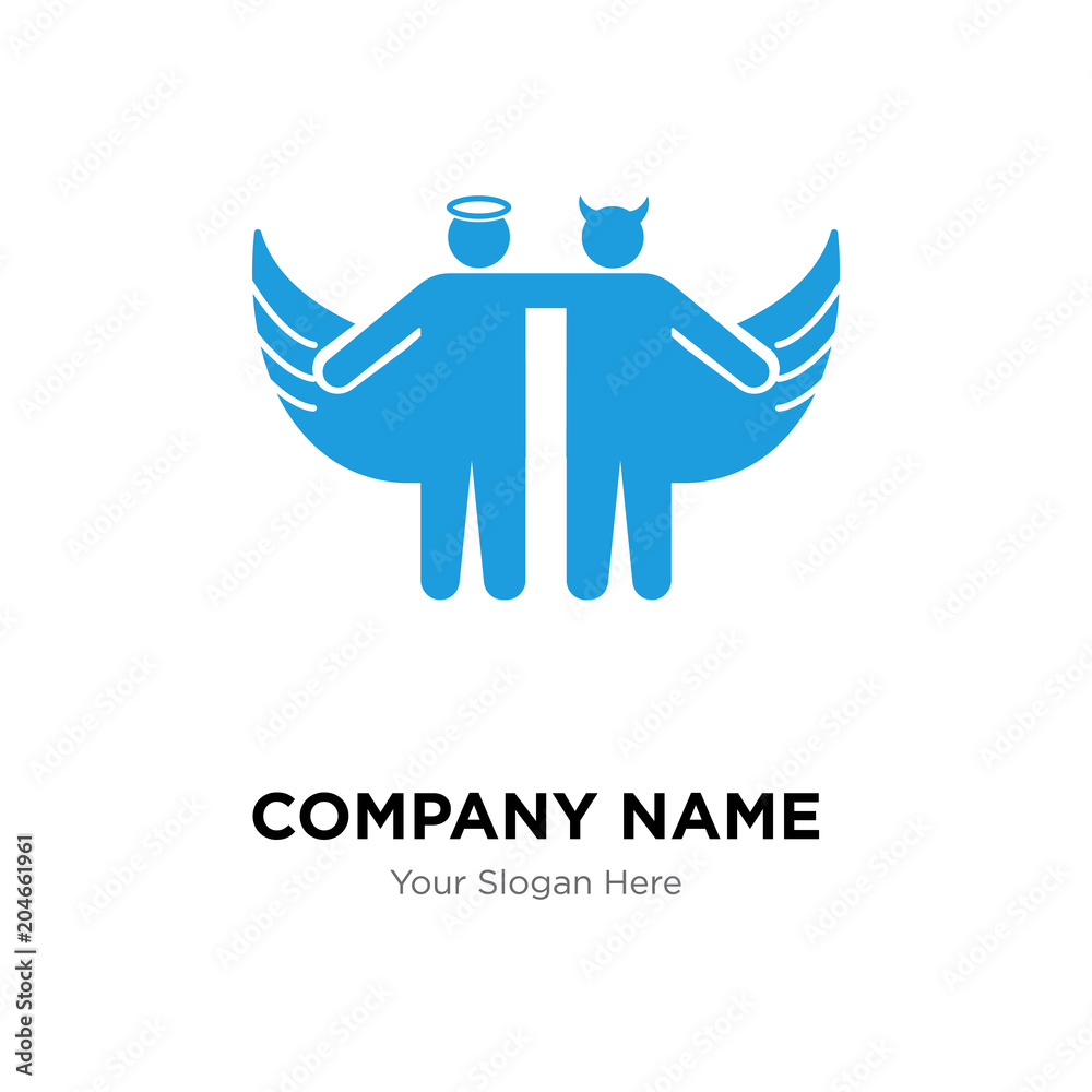 Angel and demon company logo design template, colorful vector icon for ...