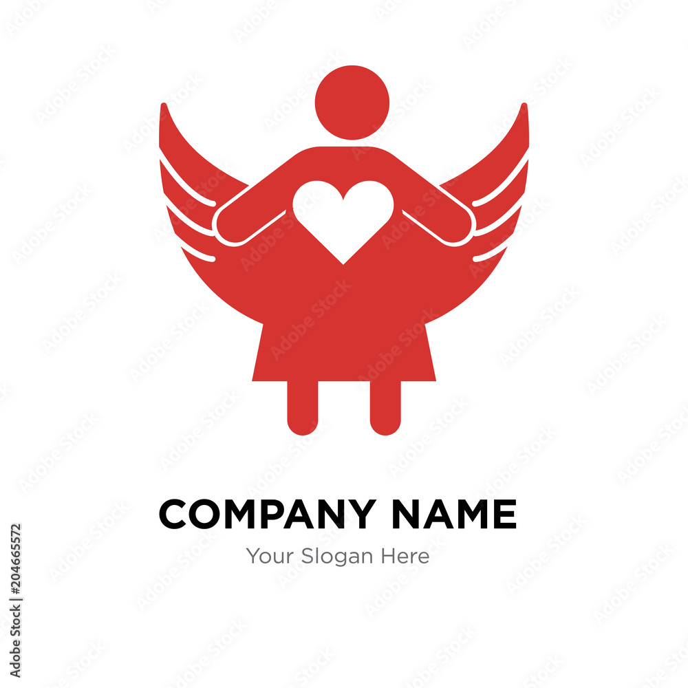 Angel with open arms company logo design template, colorful vector icon ...