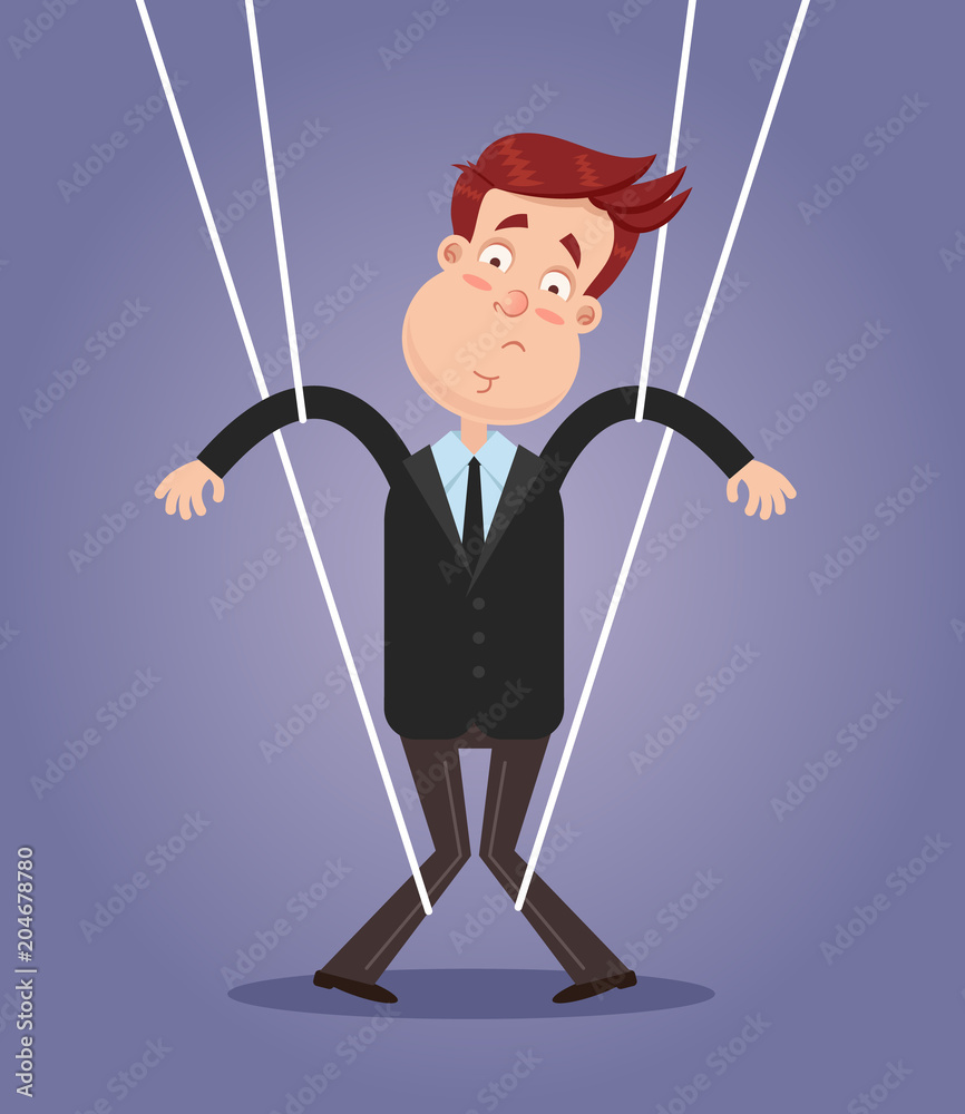 Sad face expression businessman office worker character puppet ...