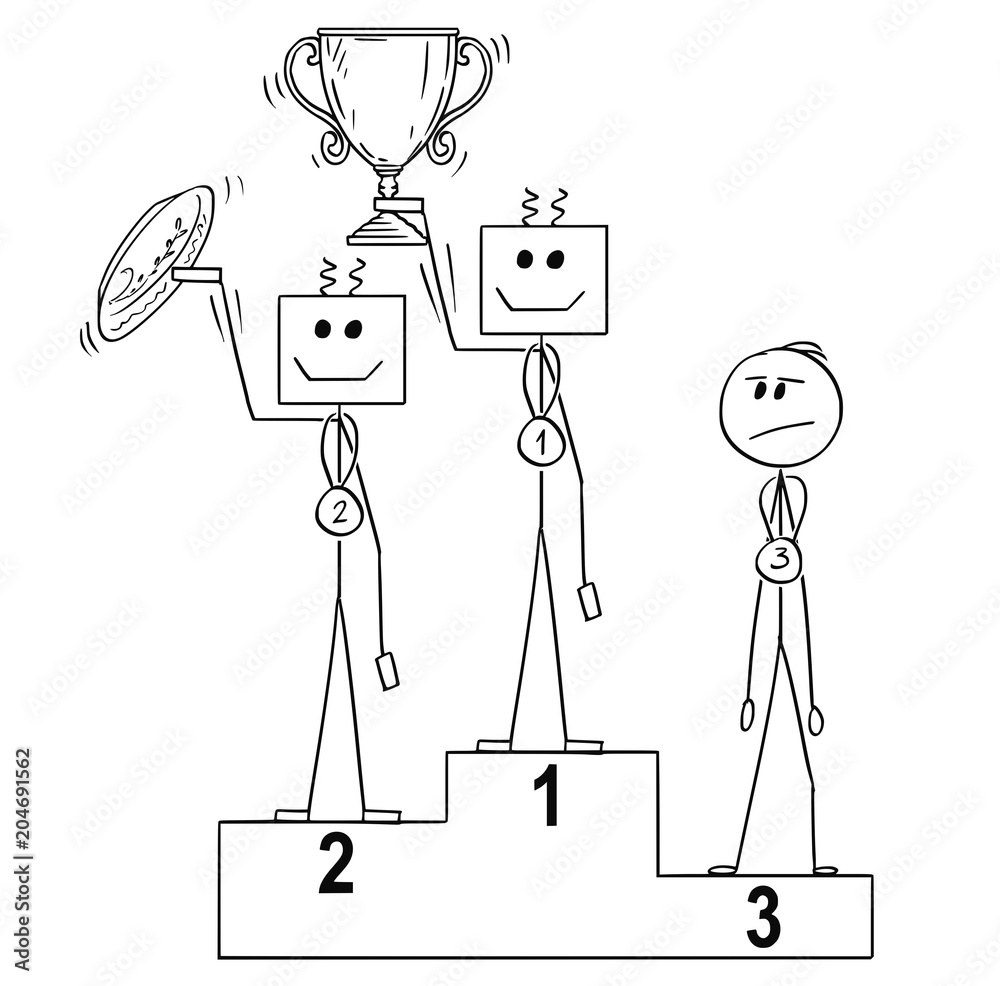 Cartoon stick man drawing conceptual business or sport illustration of ...