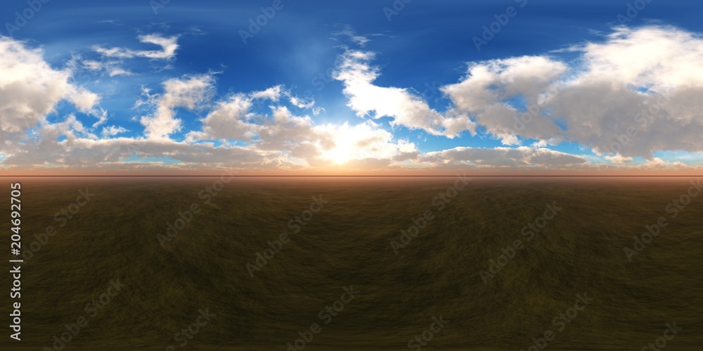 panorama of the landscape of the earth under the clouds, HDRI ...