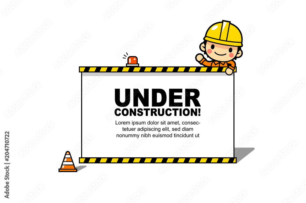 Vector under construction page illustration with cute worker character ...