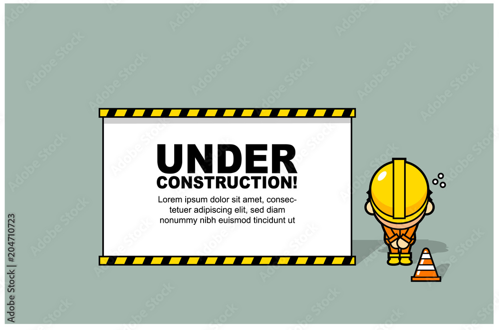 Vector under construction page illustration with cute worker character ...