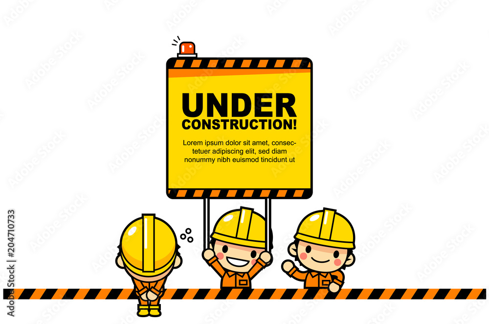 Vector under construction page illustration with cute worker character ...