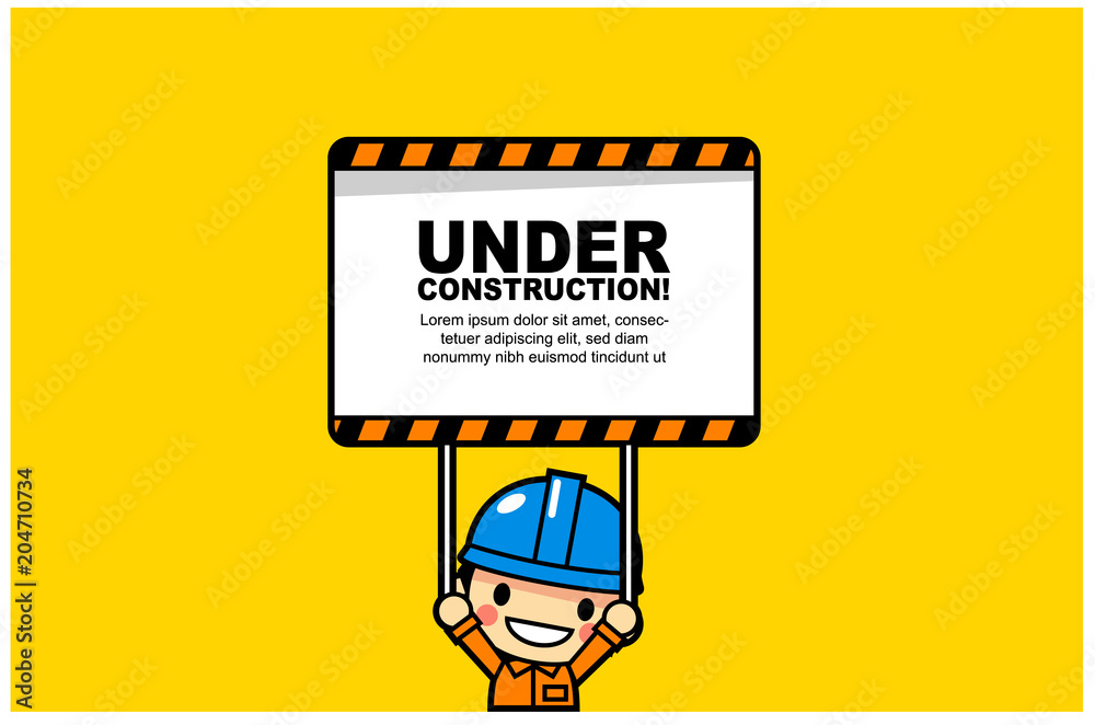 Vector under construction page illustration with cute worker character ...