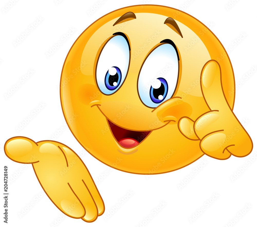 Pointing and presenting emoticon vector de Stock | Adobe Stock