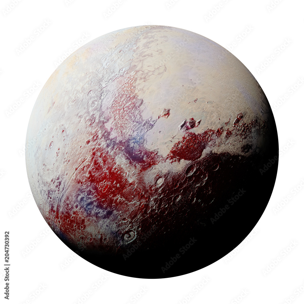 dwarf planet Pluto isolated on white background, part of the solar ...
