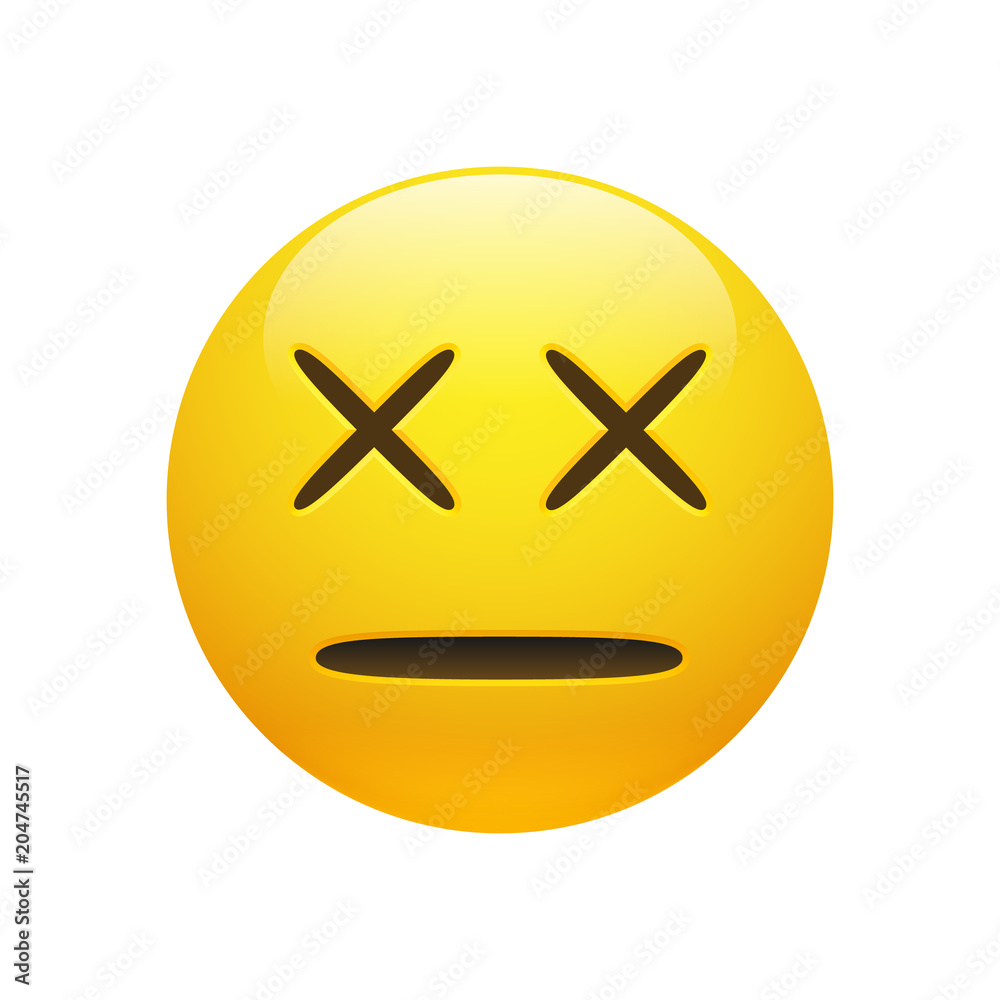 Vector dead emoticon with cross eyes Stock Vector | Adobe Stock
